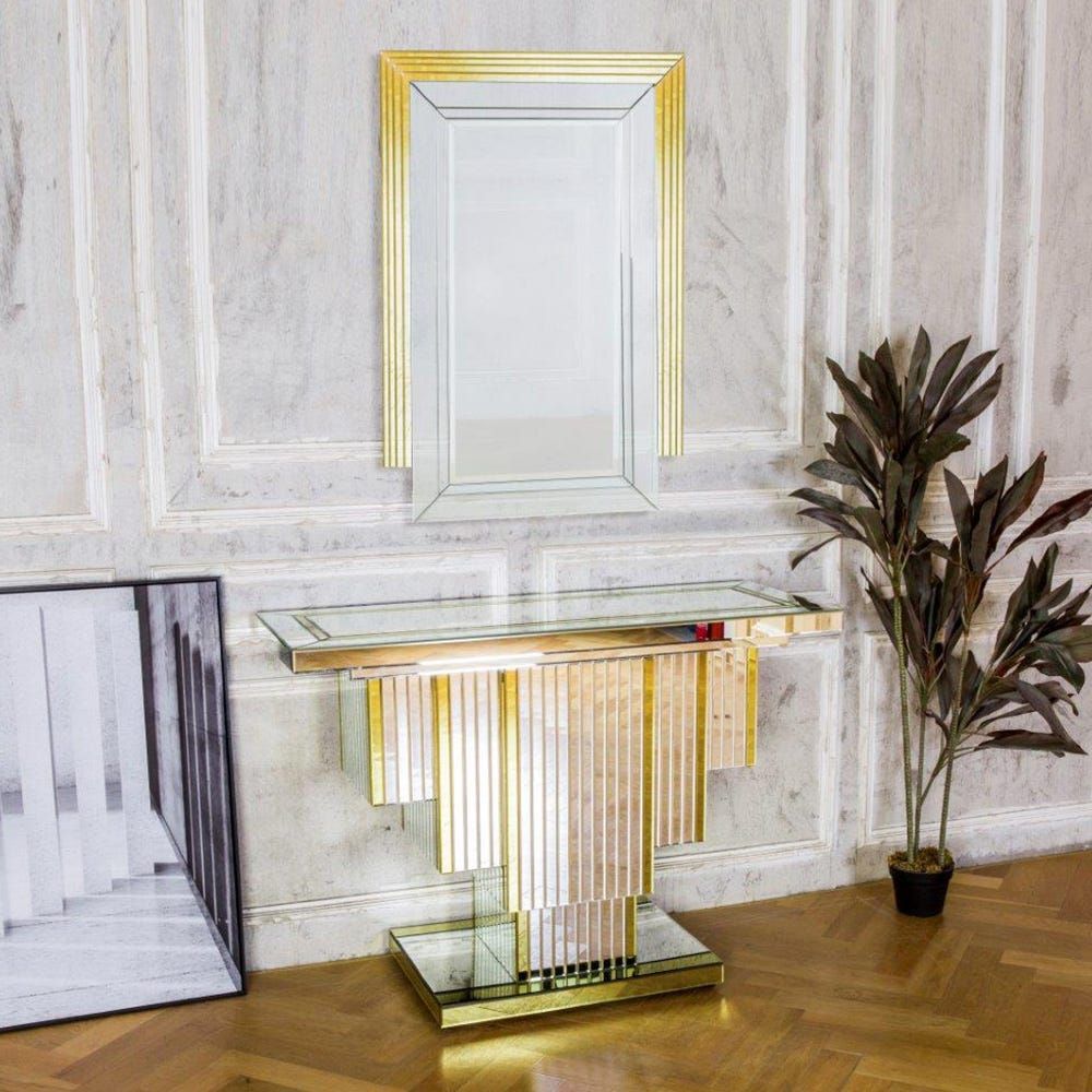 Shop Ace Console With Mirror - Silver / Golden Online | Danube Home Qatar