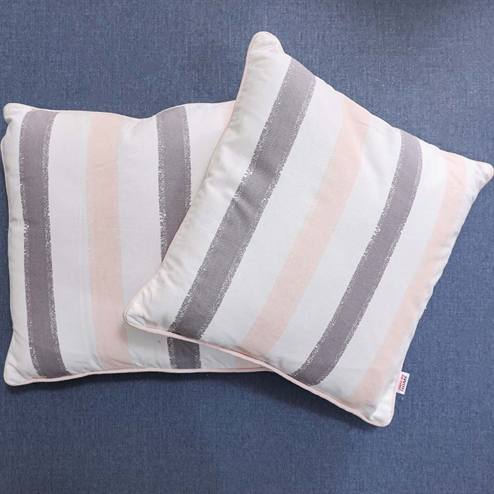 Buy Bliss Minimal 2-Piece Cushion Set-45X45 Cm -Grey/Peach Online ...