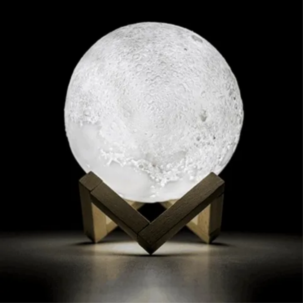 Buy 3D Printing Moon Light Night Lamp With Stand White 20Cm Online ...