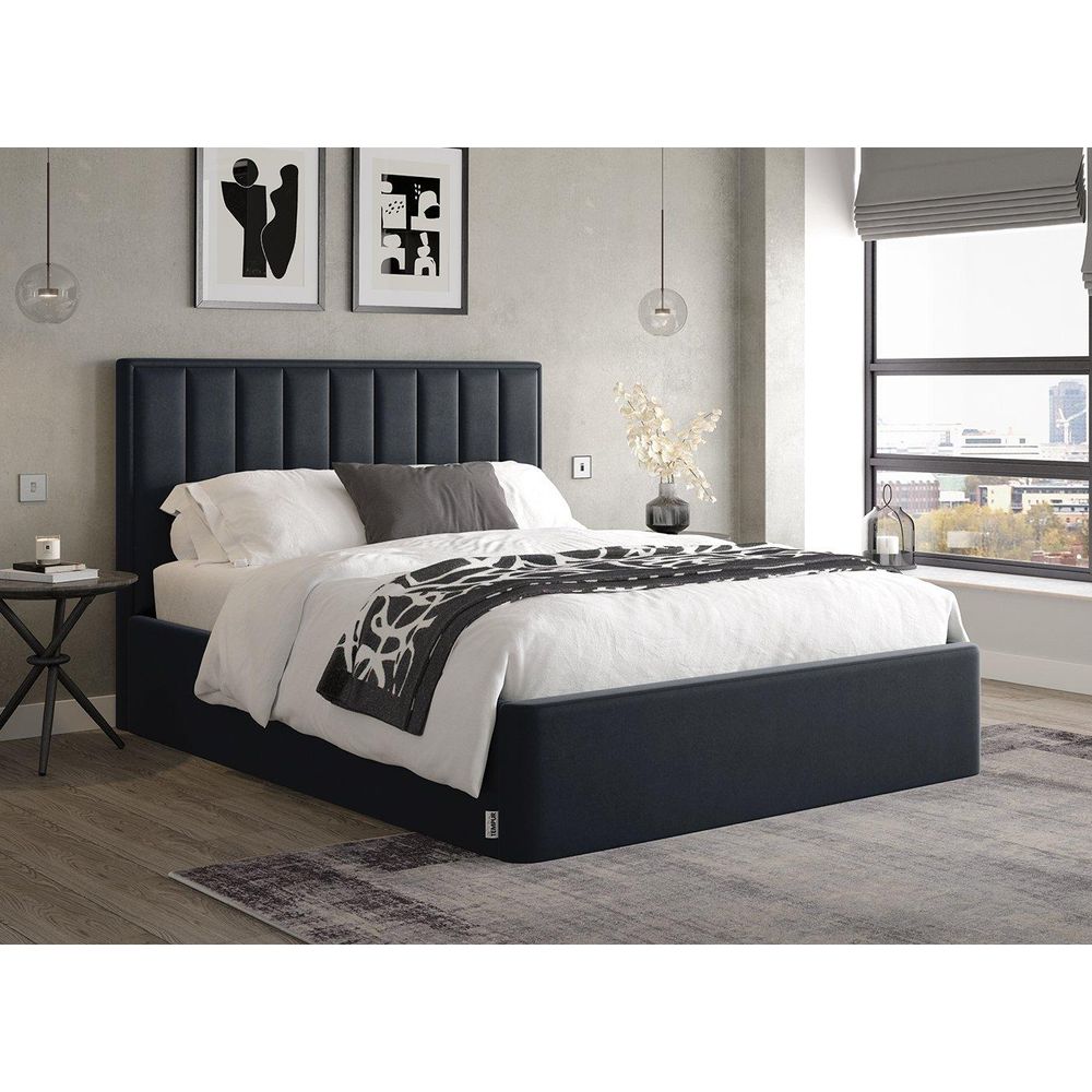 Buy Duke Velvet-Finish Bed Frame - Blue, Queen Size Without Mattress ...