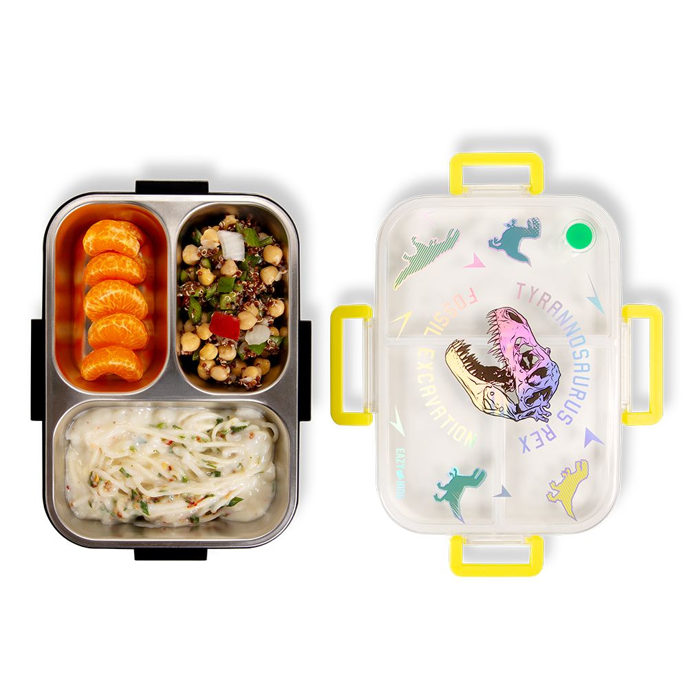 Buy Eazy Kids 3 Compartment Stainless Steel bento Lunch Box, 800ml - T ...